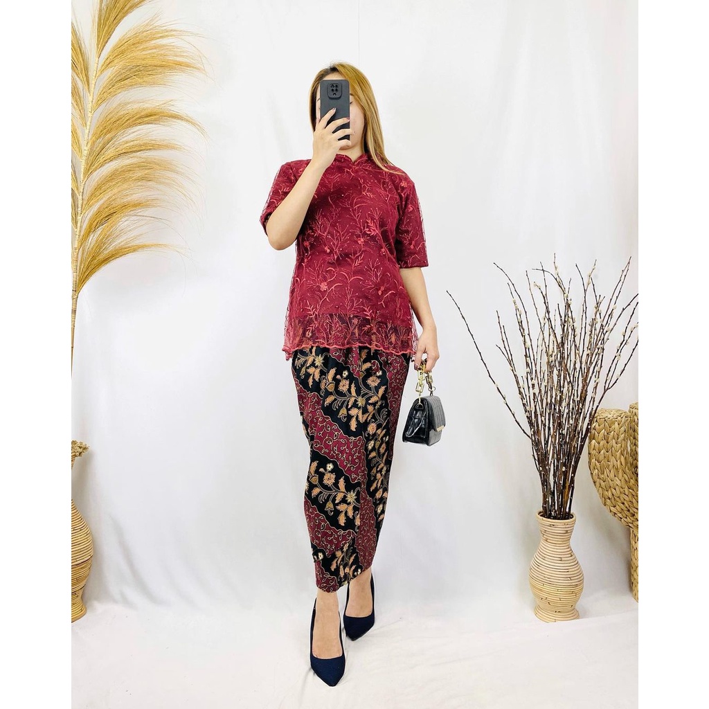 Jual Benang Raja Atasan Kebaya Brokat Lengan Pendek | Shopee Indonesia