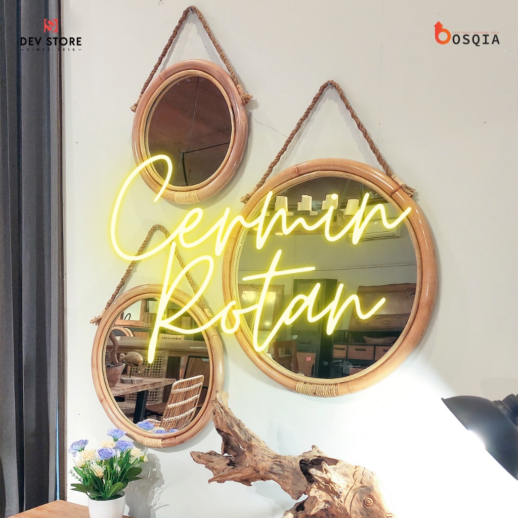 Jual Cermin Estetik / Cermin Gantung / Cermin Rotan | Shopee Indonesia