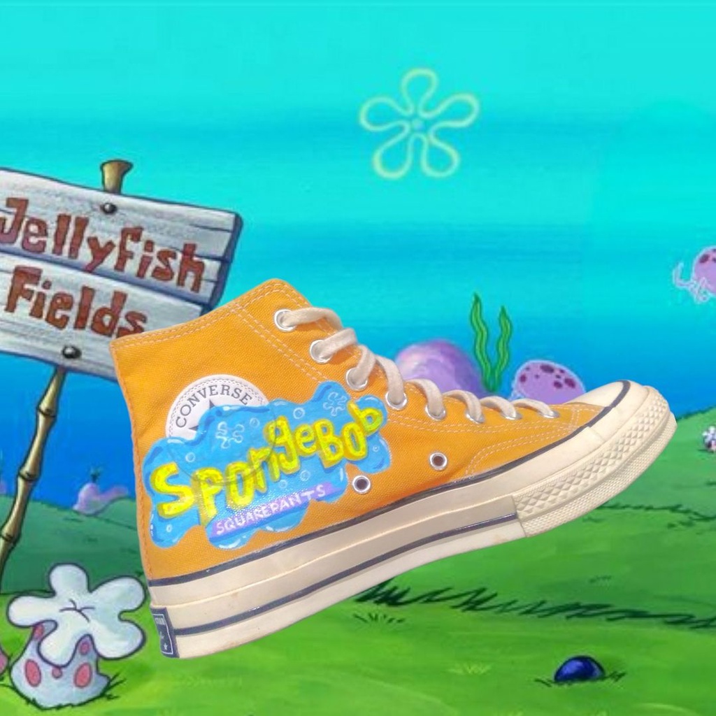 Jual CONVERSE 70S HI x SPONGEBOB (custom paint) | Shopee Indonesia