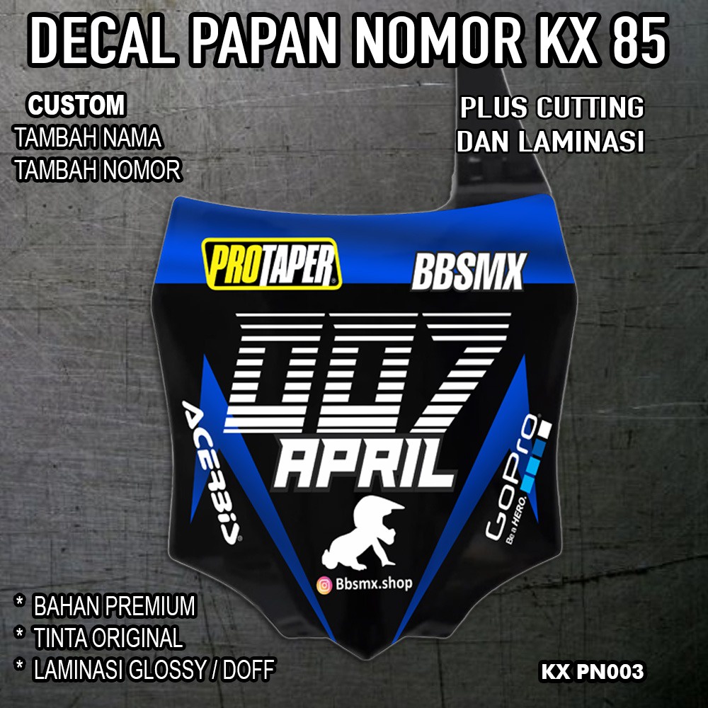 Jual DECAL PAPAN NOMOR KX 85 /GLOSY/PREMIUM/CUSTOM Sticker minimalis ...