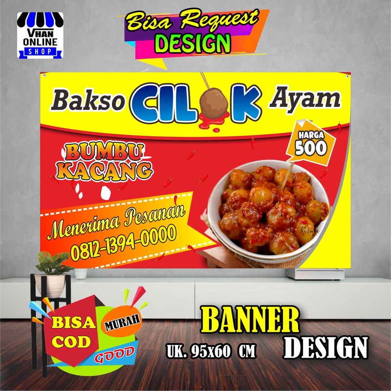Jual Cetak Banner / Spanduk Jualan Cilok, Dagang Cilok, Model Nyamping ...