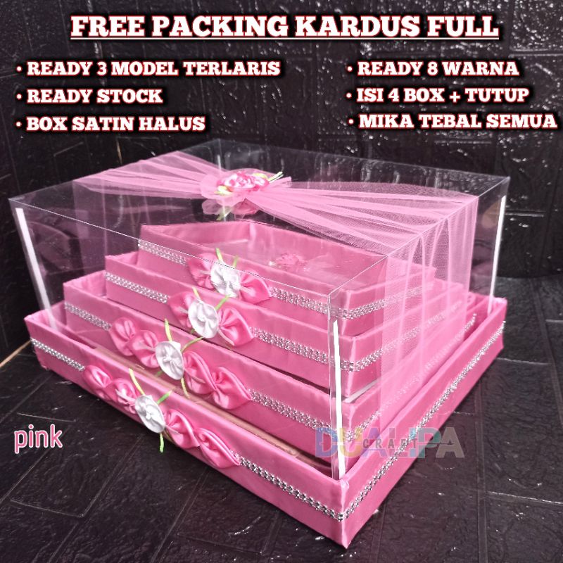 Jual Box Parcel Seserahan Favorit Model Tutup Mika Isi 4 Kotak Hantaran ...