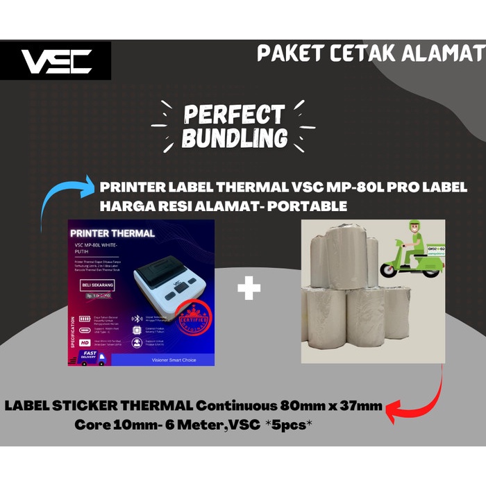 Jual PRINTER THERMAL VSC MP-80L PRO LABEL RESI ALAMAT +5pcs Label ...