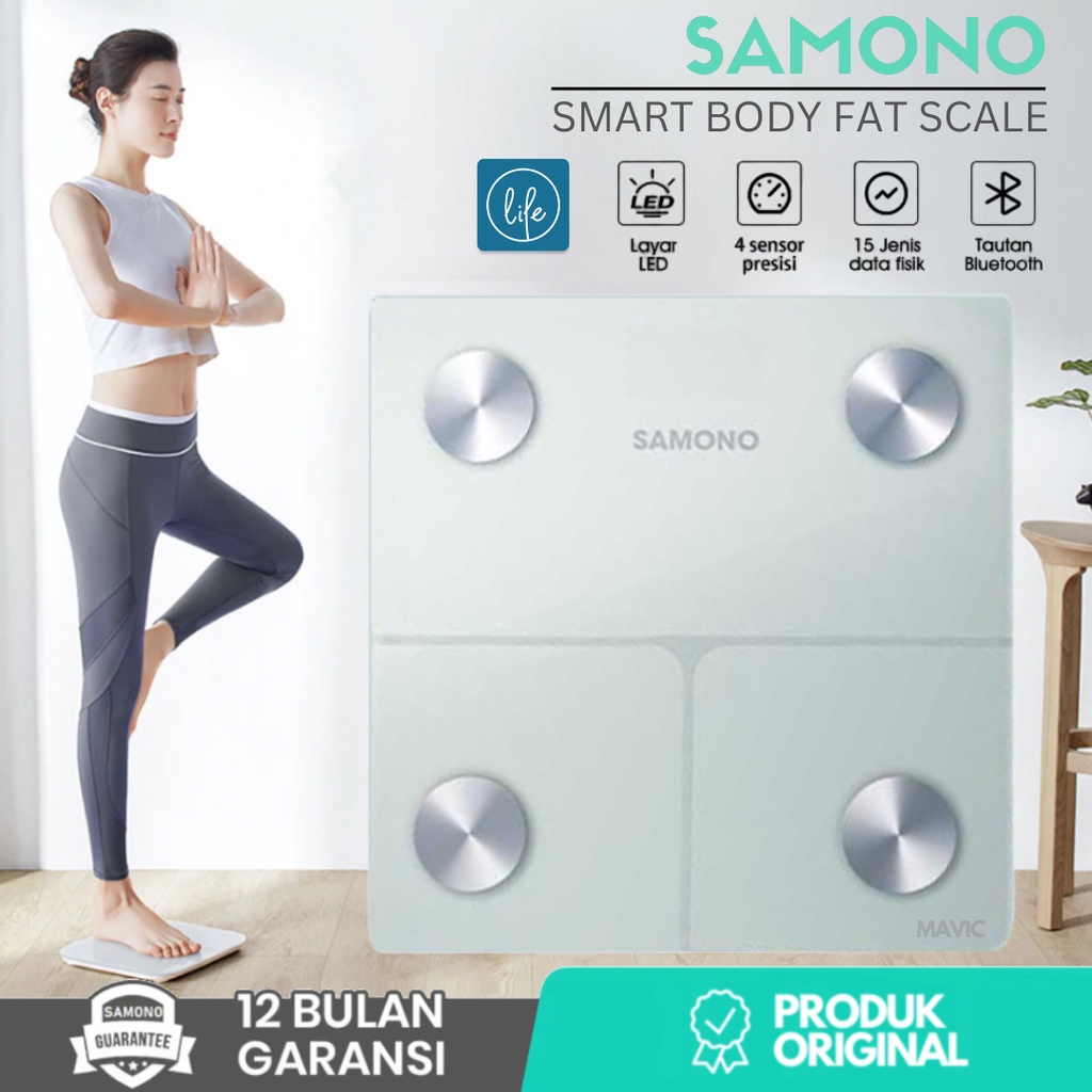 Jual Samono SW-BS01 Smart Body Fat Scale LED Timbangan Badan Digital 15 ...