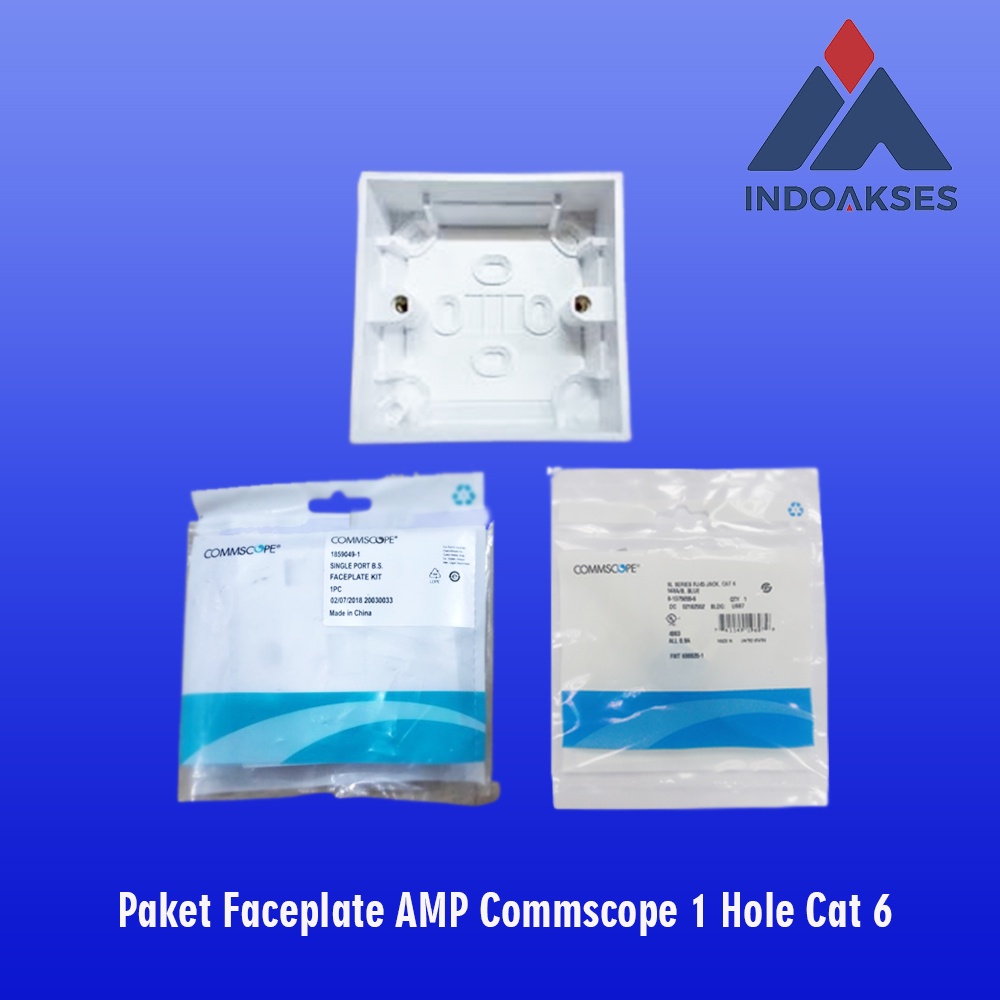 Jual Paket Faceplate AMP Commscope 1 Hole Cat 6 - Modular - Outbow ...