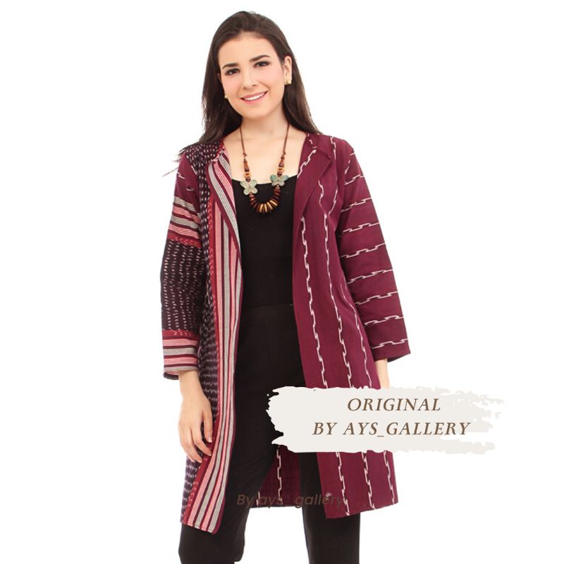 Jual LONG OUTER TENUN IKAT TRADISIONAL ASLI MURAH SERAGAM KERJA KANTOR ...