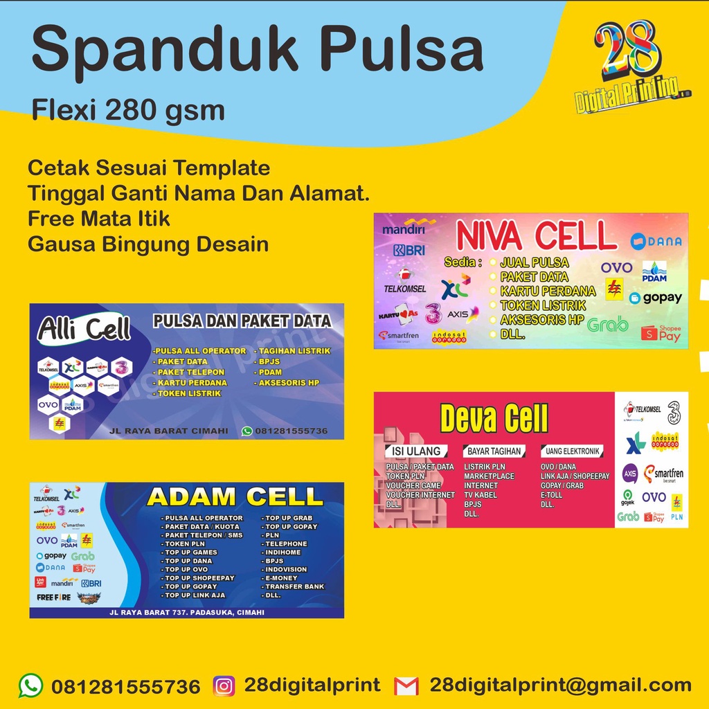 Jual SPANDUK KONTER PULSA / BANNER PULSA / BANNER KONTER PULSA ...