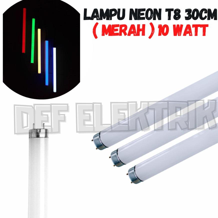 Jual PRODUK- LAMPU NEON TL 10 WATT 30 CM KACA WARNA MERAH FLUORESCENT ...