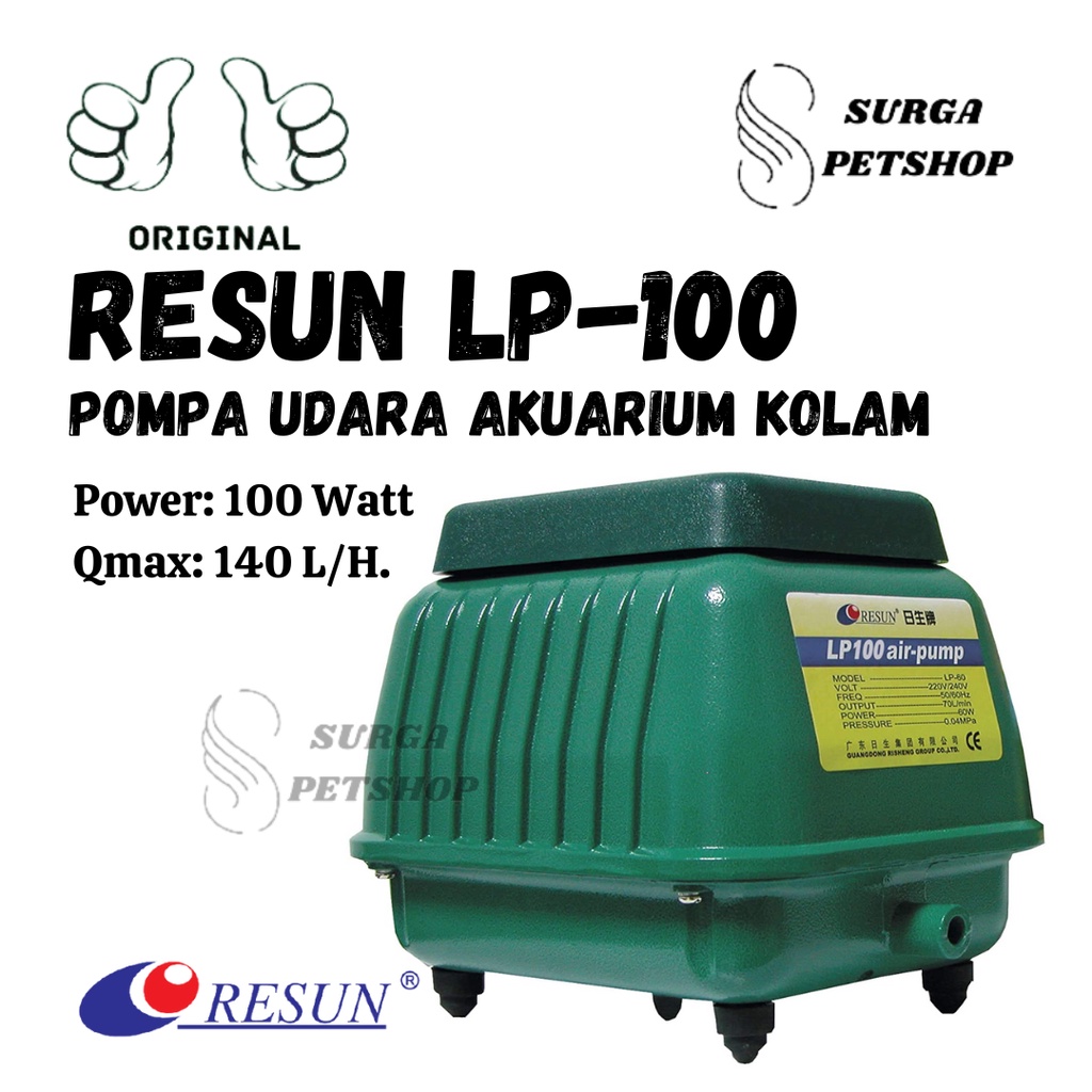 Jual RESUN LP 100 Pompa Udara Aerator Kompresor Akuarium Kolam Ikan LP100 Air Pump Airator ...