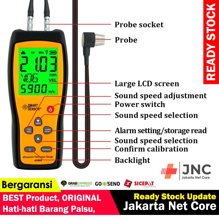 Jual Ultrasonic Thickness Meter SMART SENSOR AS860 Pengukur ketebalan ...