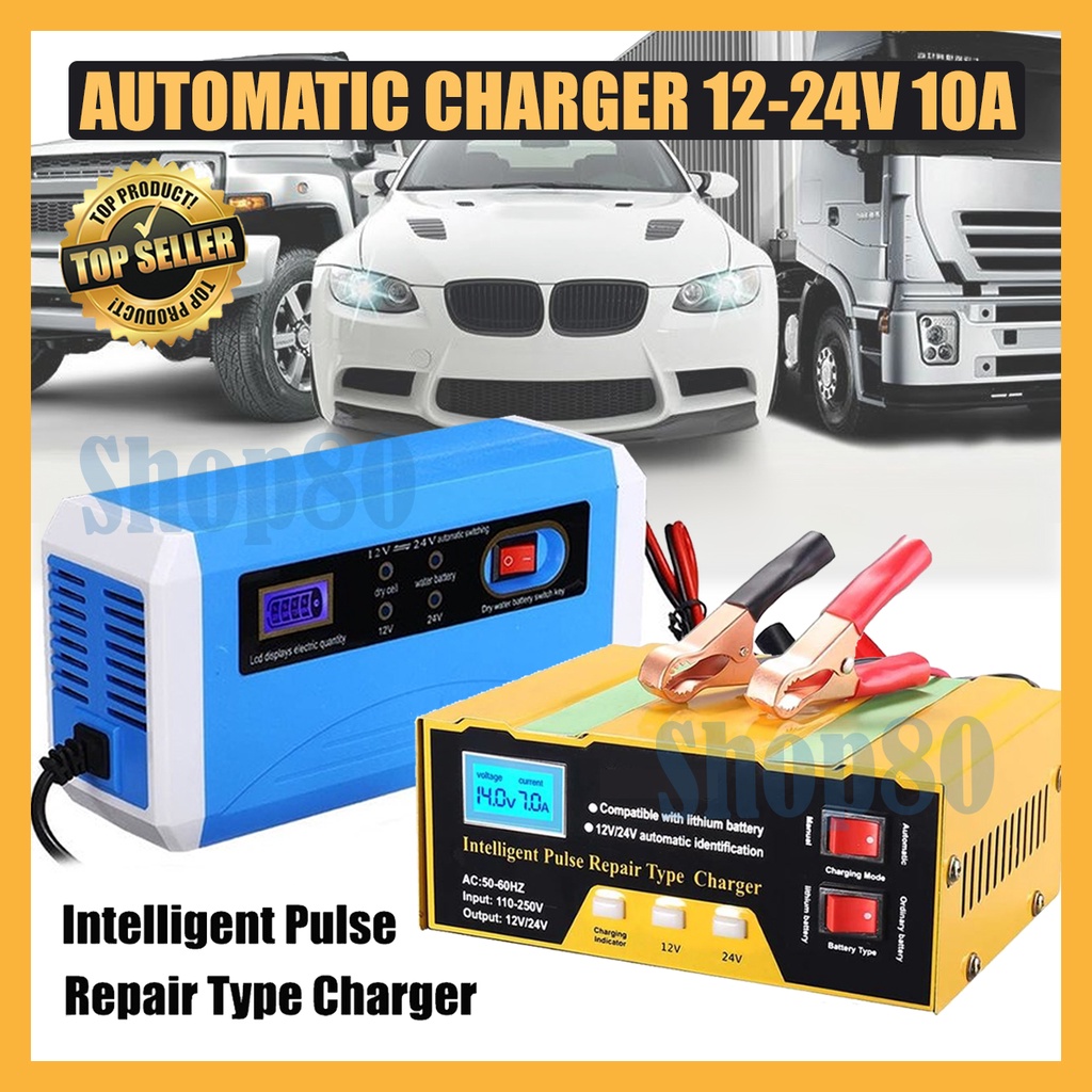 Jual Charger Accu Otomatis 12V-24V 10A Alat Cas Smart Casan Aki Motor ...