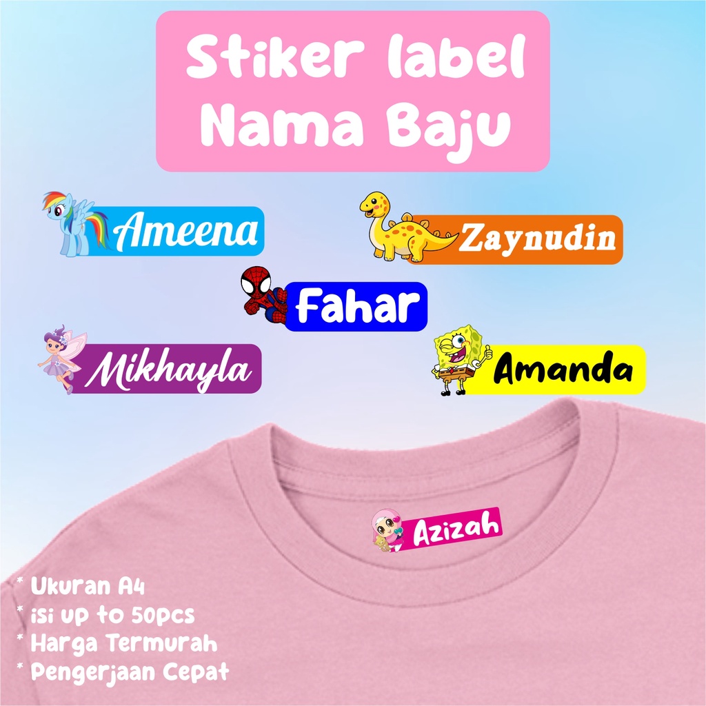 Jual Stiker Nama Kain BACKGROUND & KARAKTER label baju kain stiker nama ... Jual Stiker Nama Kain BACKGROUND & KARAKTER label baju kain stiker nama ...