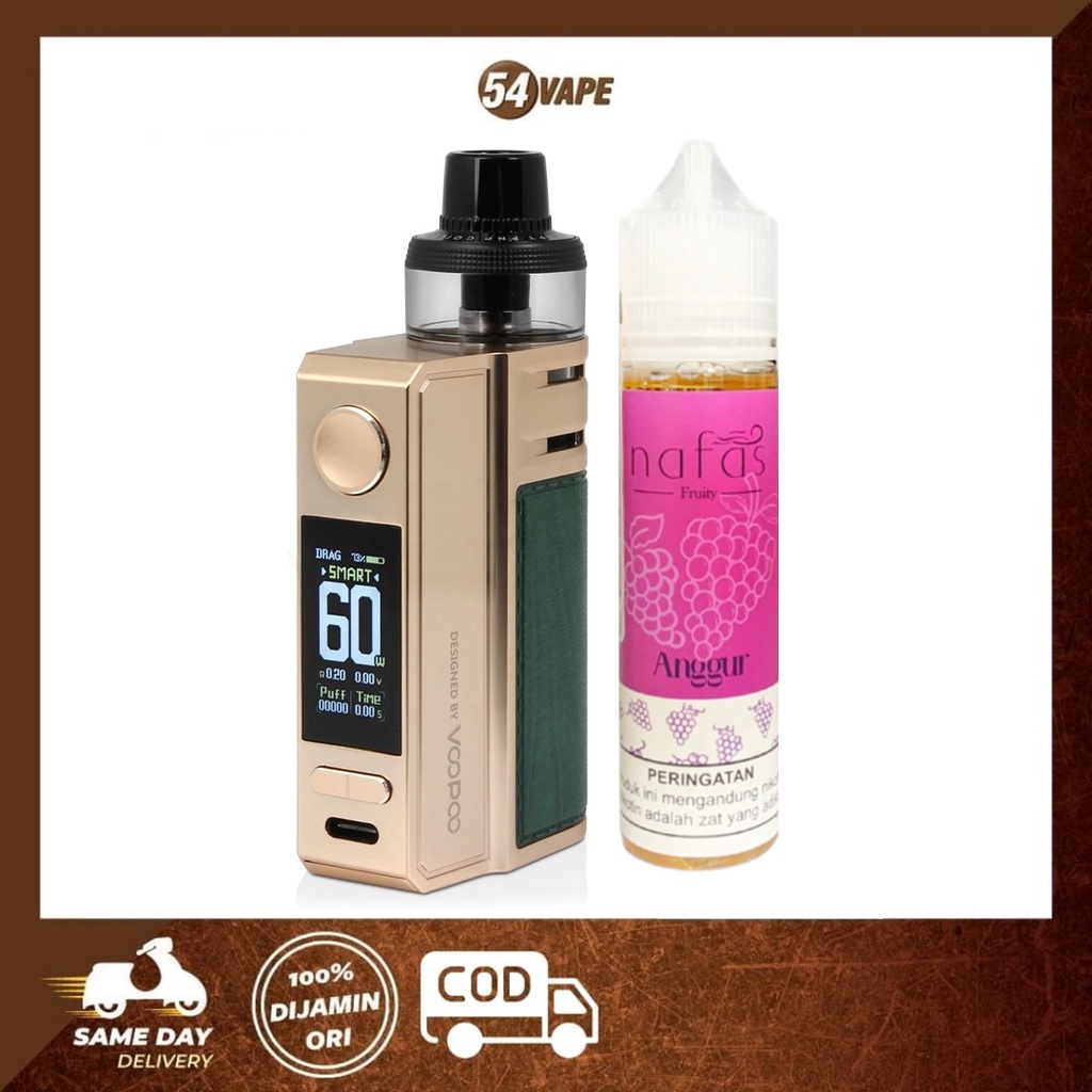 Jual Voopoo Drag E60 60W 2550mAh + Liquid Nafas 60ml | Shopee Indonesia