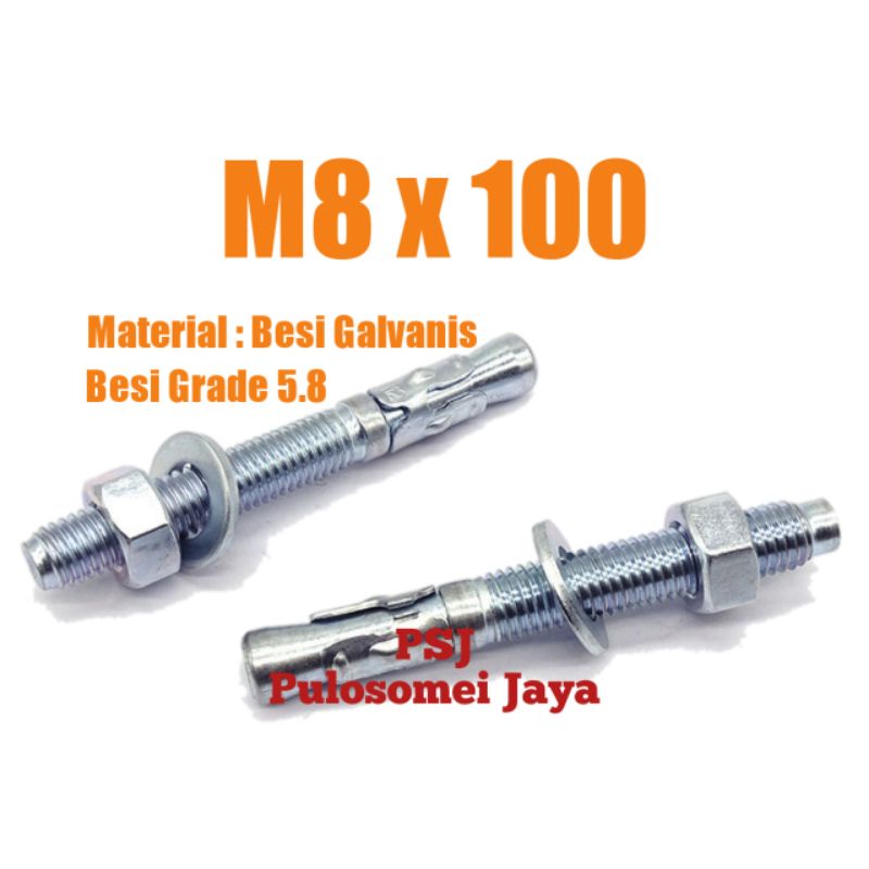 Jual Angkur Trubolt M8 x 100 / Wedge Anchor M8 x 100 Galvanis | Shopee Indonesia