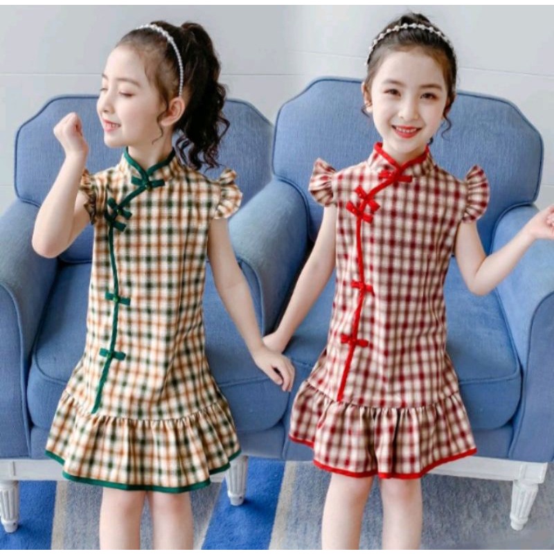 Jual DRESS CHEONGSAM ANAK KANCING SANGHAI KOREAN STYLE | Shopee Indonesia