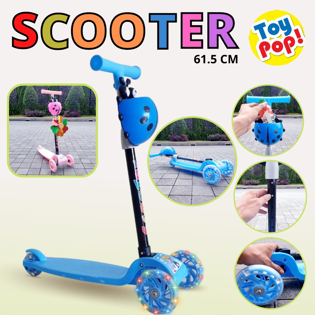 Jual Mainan Scooter Anak Skuter Ada Lampu Roda dan Keranjang Warna Biru ...