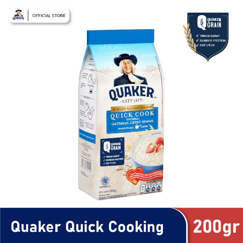 Jual Quaker Oat Oats Biru Quick Cook Oatmeal 200 gr | Shopee Indonesia