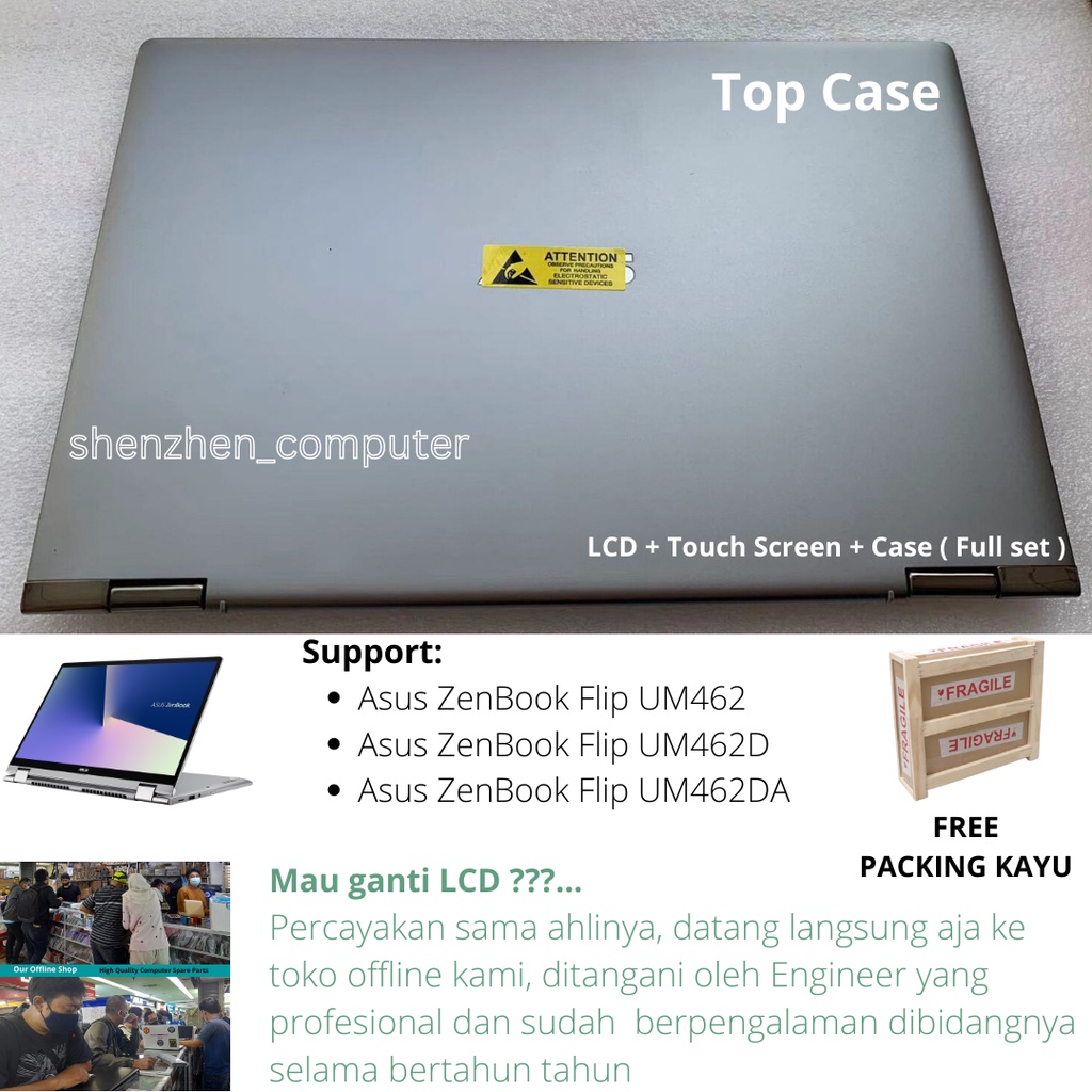 Jual LCD Asus ZenBook Flip UM462 UM462D UM462DA Layar sentuh LCD + Case ...