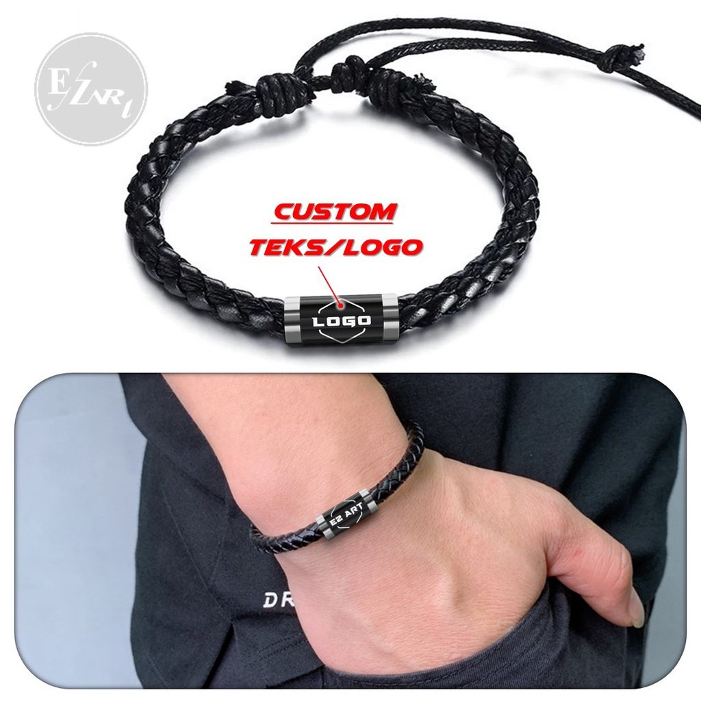 Jual [EZArt] GELANG KULIT PRIA CUSTOM MODEL SIMPLE BISA REQUEST NAMA ...