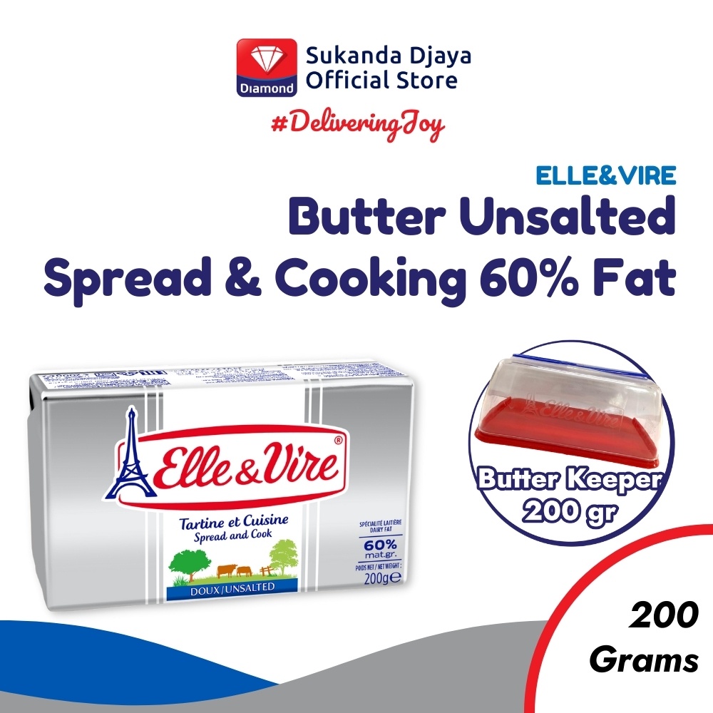 Jual Elle & Vire Butter Unsalted Spread & Cooking 60% Fat 200 gr Free ...