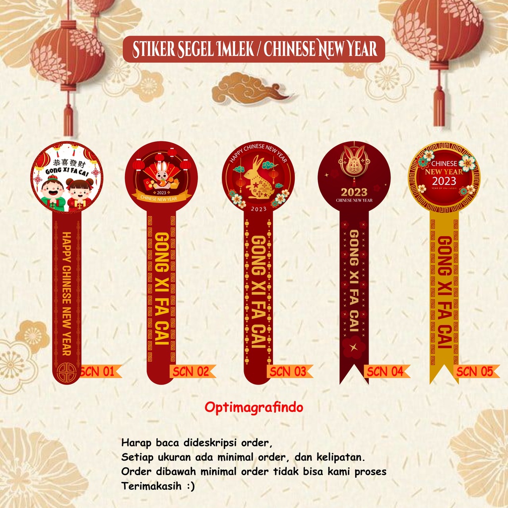 Jual Stiker segel Imlek Chinese New Year Hamper, Toples, kotak kue CNY ...