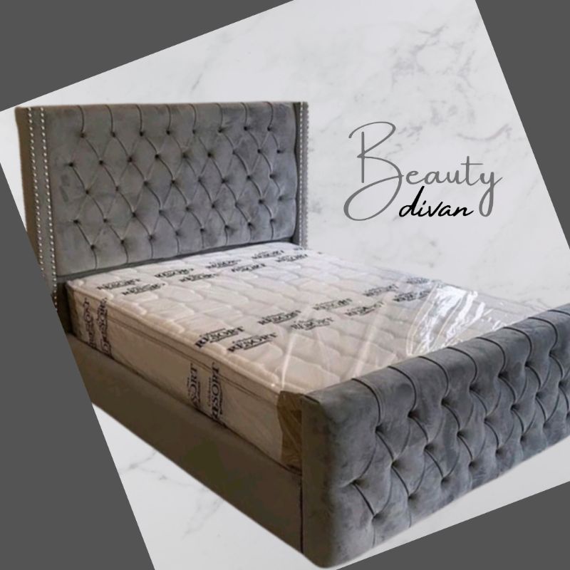 Jual Satu Set Divan dan Kasur, Dual Sandaran bahan Beludru Midili bisa ...