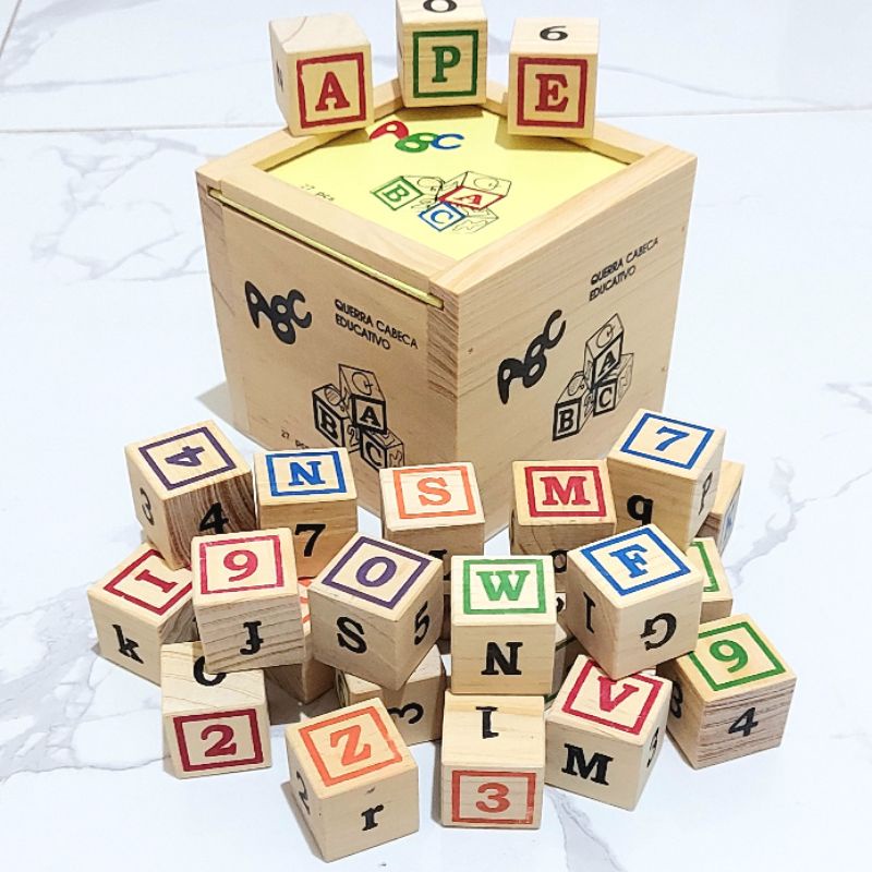 Jual Mainan edukasi kayu ABC Wood blocks 27pcs edukatif anak kubus ...