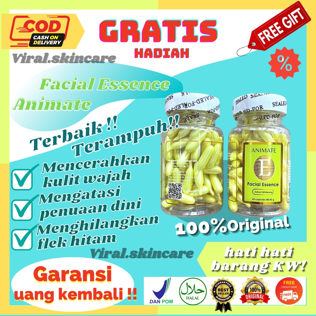 Jual Animate Facial Essence Serum Wajah Instan Whitening Vitamin E 60 Capsul A101 | Shopee Indonesia