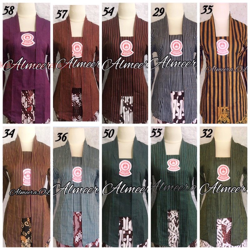 Jual kebaya wanita Baju Adat Jawa Cewek - Surjan Cewek Kebaya Lurik Warna Merah Maroon Raja ...