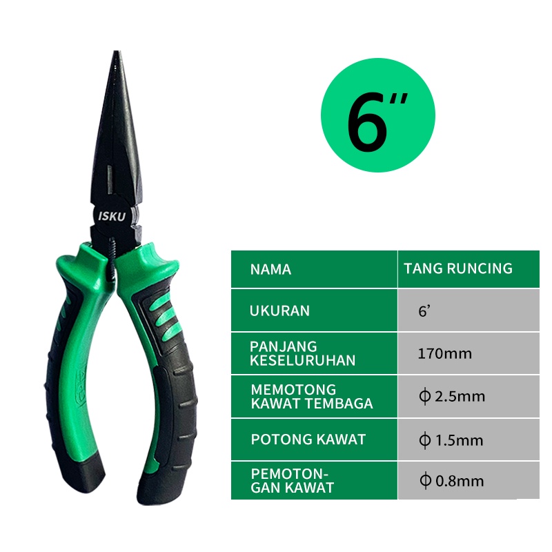 Jual ISKU Tang Lancip 6 inch / Tang Runcing 55# Steel Alat Perkakas ...