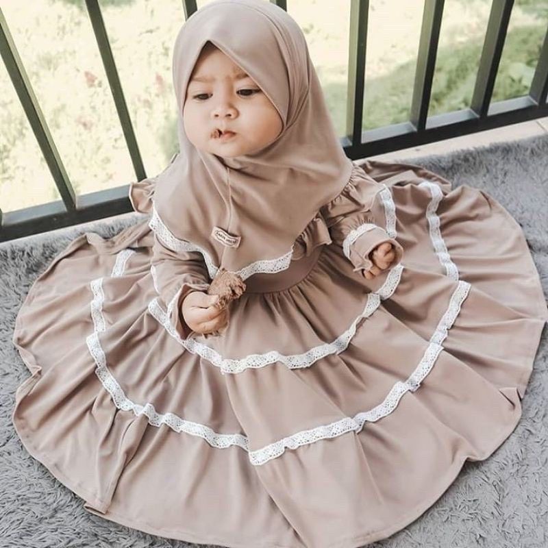 Jual GAMIS BABY PLUS JILBAB BAHAN JERSEY | Shopee Indonesia