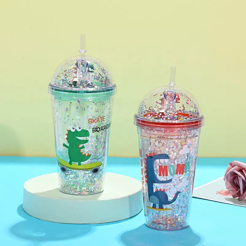 Jual Botol Tumbler Ice Cup Dinosaurus Botol Air Double Wall Plastik ...