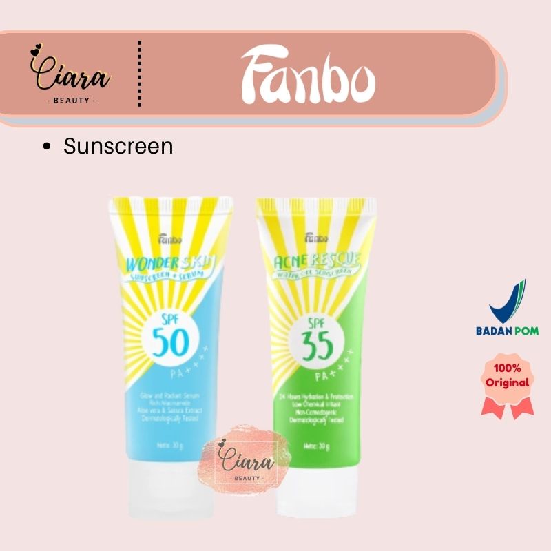 Jual Fanbo Wonder Skin Sunscreen + Serum / Acne Rescue Water Gel ...