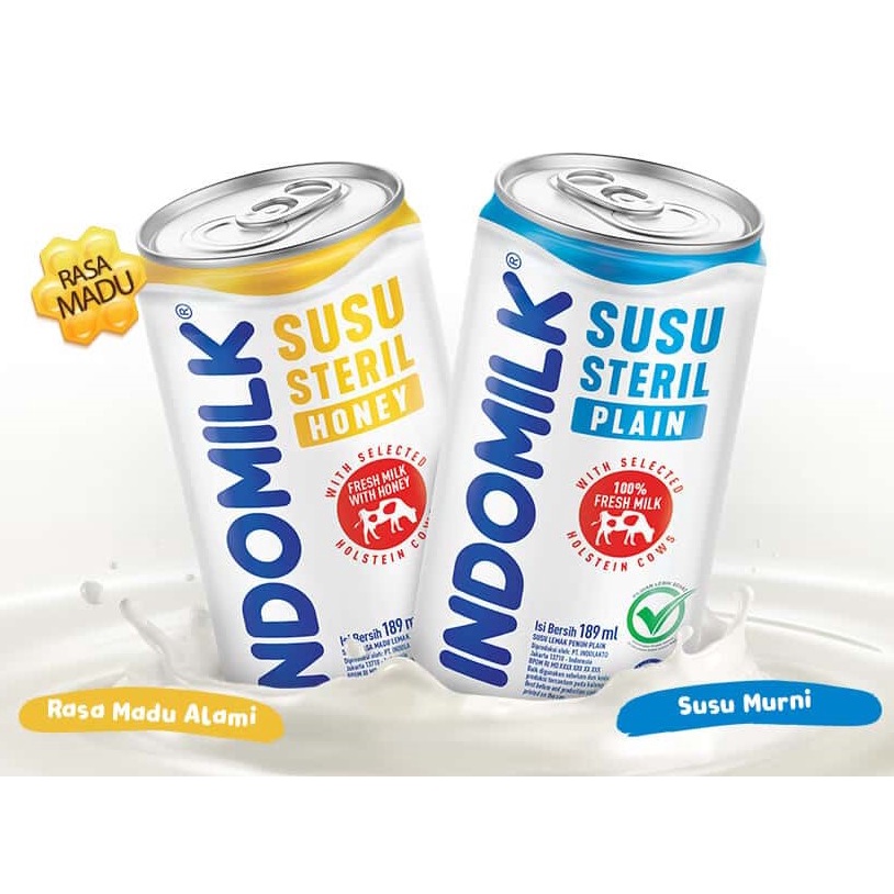 Jual Indomilk susu steril plain atau honey susu kaleng 189ml can ...