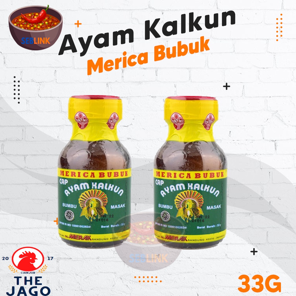 Jual Merica Bubuk Cap Ayam Kalkun 33G(Botol Kaca) | Shopee Indonesia
