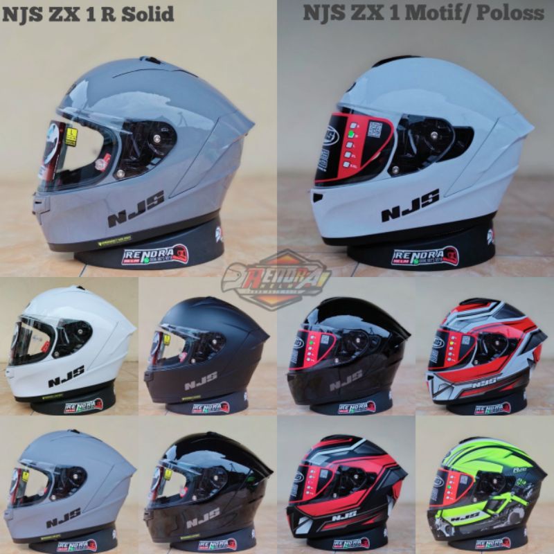 Jual Helm NJS Zx1 Motif/ Poloss. NJS ZX- 1R Solid White. Original 100% ...