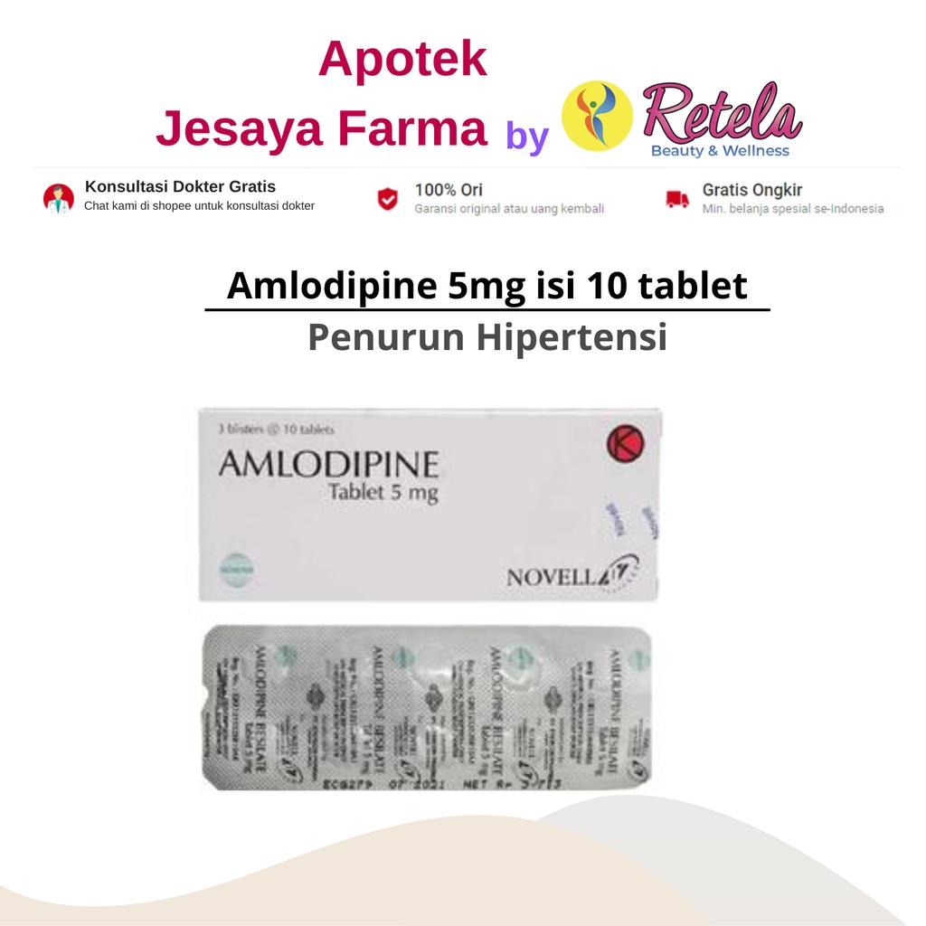 Jual Amlodipine Novell 5mg 10 Tablet | Shopee Indonesia