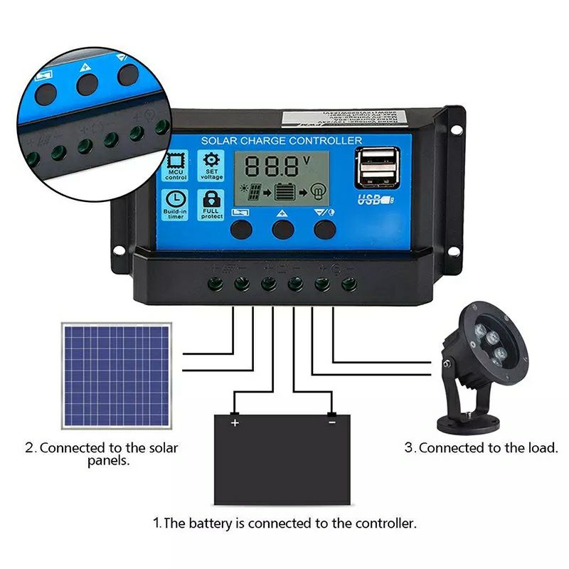 Jual Solar Charger Controller SCC PWM 12V/24V 10A 20A 30A 40A 50A ...