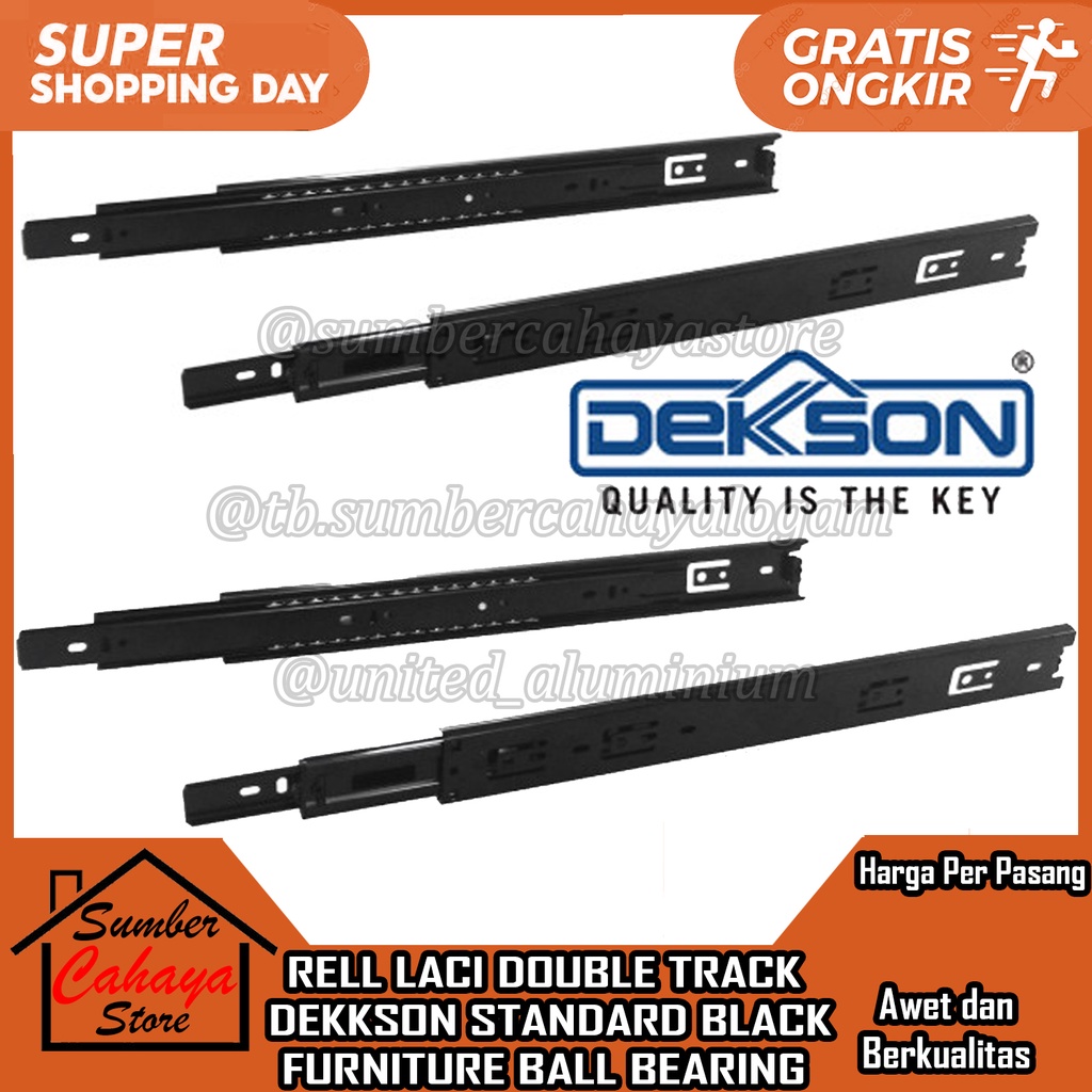 Jual REL LACI DOUBLE TRACK DEKKSON FBB STANDARD BLACK FURNITURE BALL ...