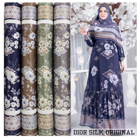 Jual Kain Dior Silk Motif Bunga Bjorka Harga per Setengah Meter ...