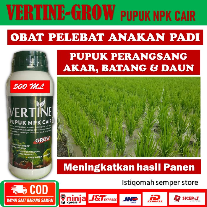 Jual PUPUK NPK CAIR VERTINE GROW isi 500 ML Obat Pelebat Anakan Padi - Pupuk Semprot Perangsang ...