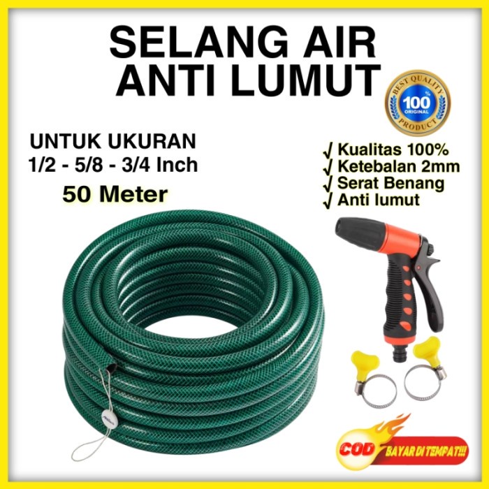 Jual SELANG AIR 50 METER 1/2 5/8 3/4 INCH / SELANG AIR KEBUN ANTI LUMUT | Shopee Indonesia