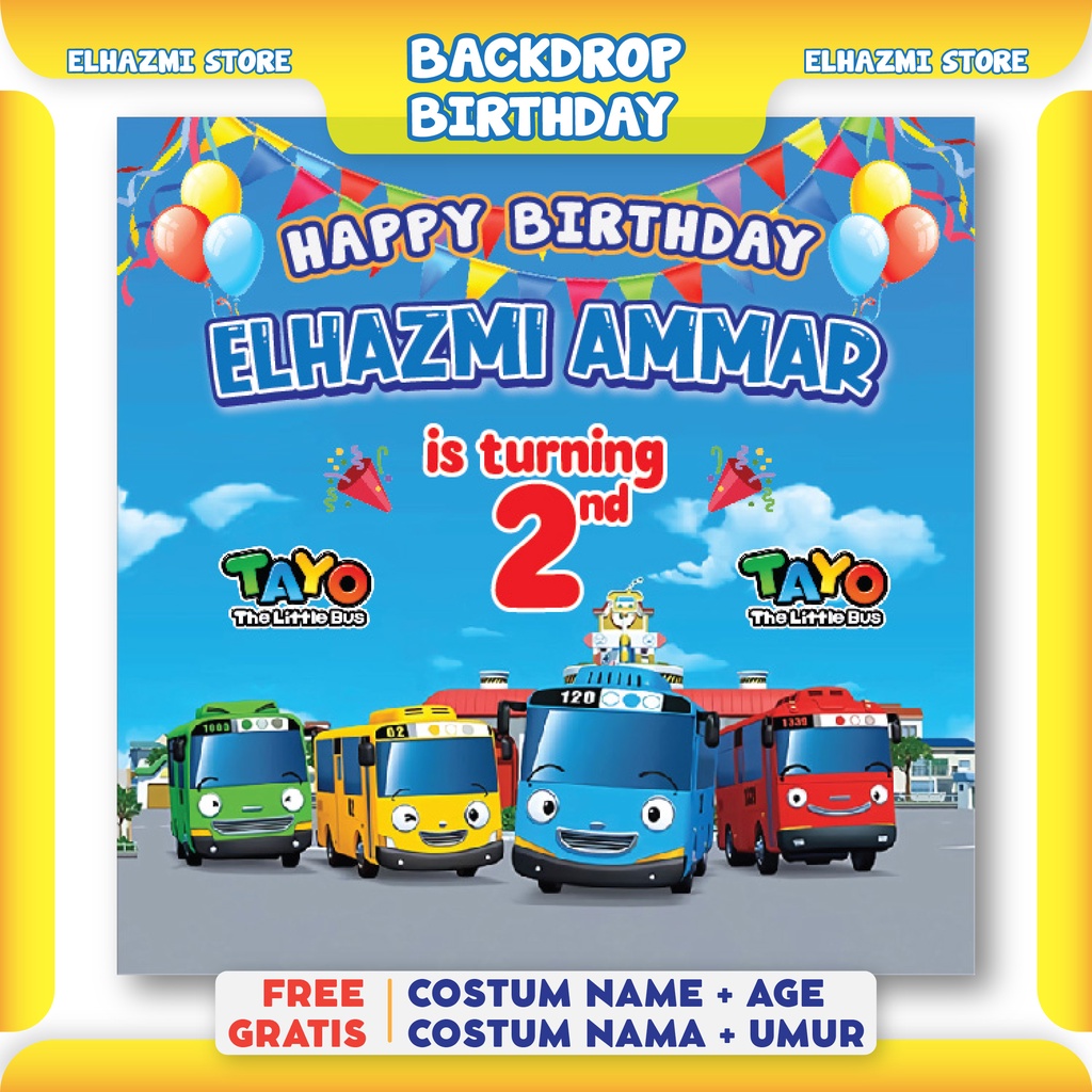Jual Tayo | Bus Tayo Birthday | Banner | Spanduk | Backround | Backdrop ...
