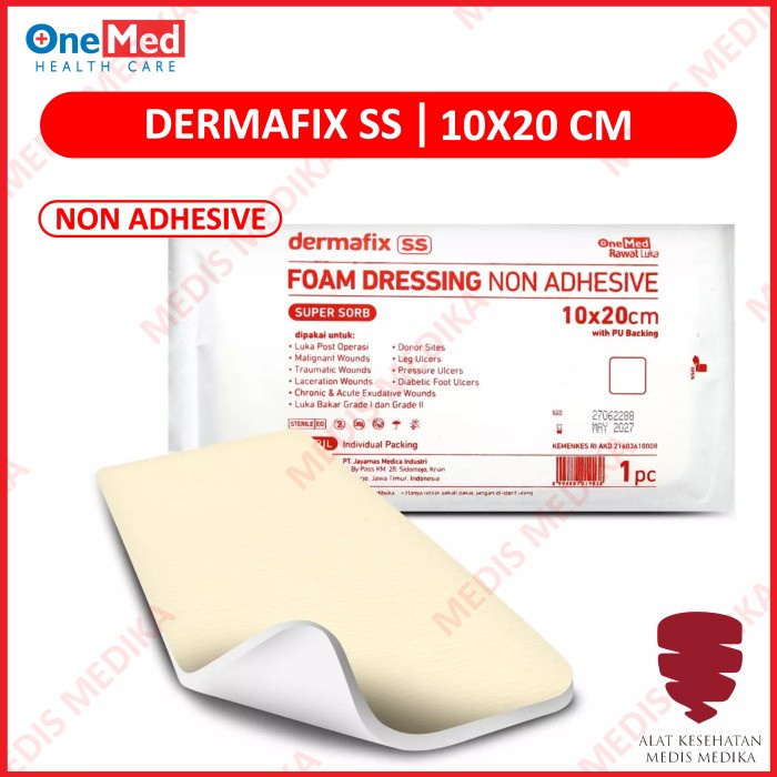 Jual Dermafix SS 10 x 20 cm OneMed Non Adhesive Foam Dressing Plester ...