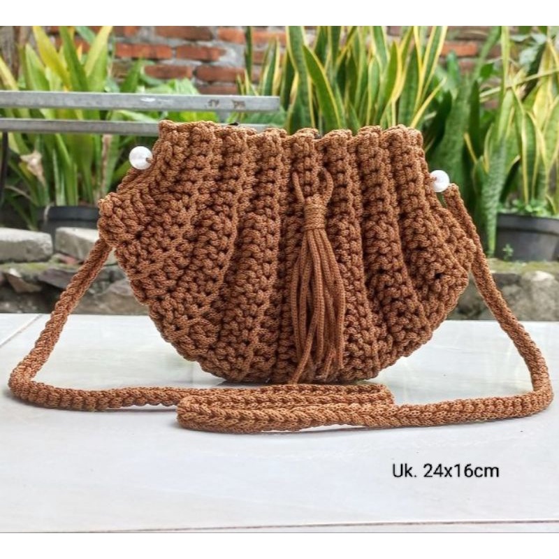 Jual Tas Rajut Tali Kur Oval Mutiara Bahan Talikur Mewah Model Terbaru ...