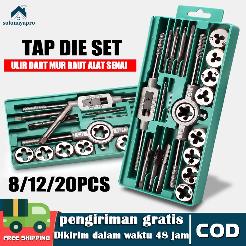 Jual 20pcs Toolbox Alat Snai dan Tap Ulir Baut Senai Die Senei Kualitas ...