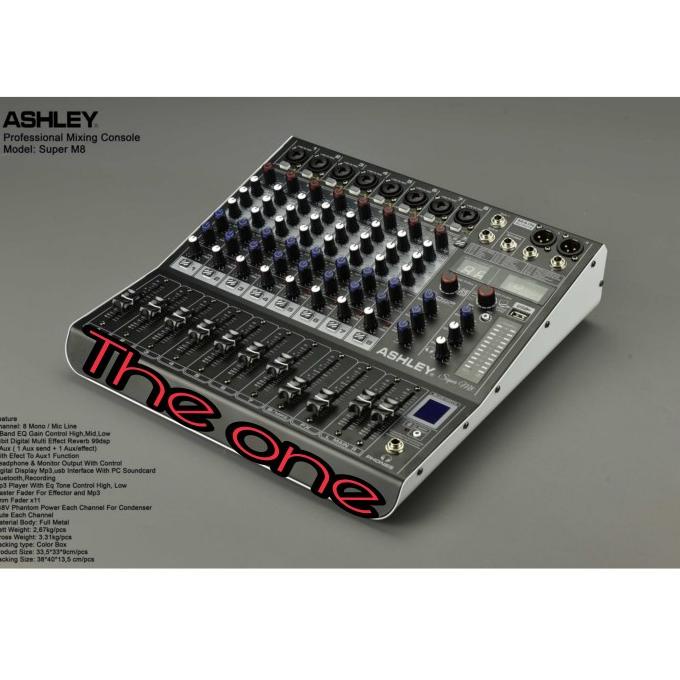 Jual MIXER ASHLEY 8 CHANNEL SUPER M8, BLUETOOTH,USB,MP3, RECORDING TO ...