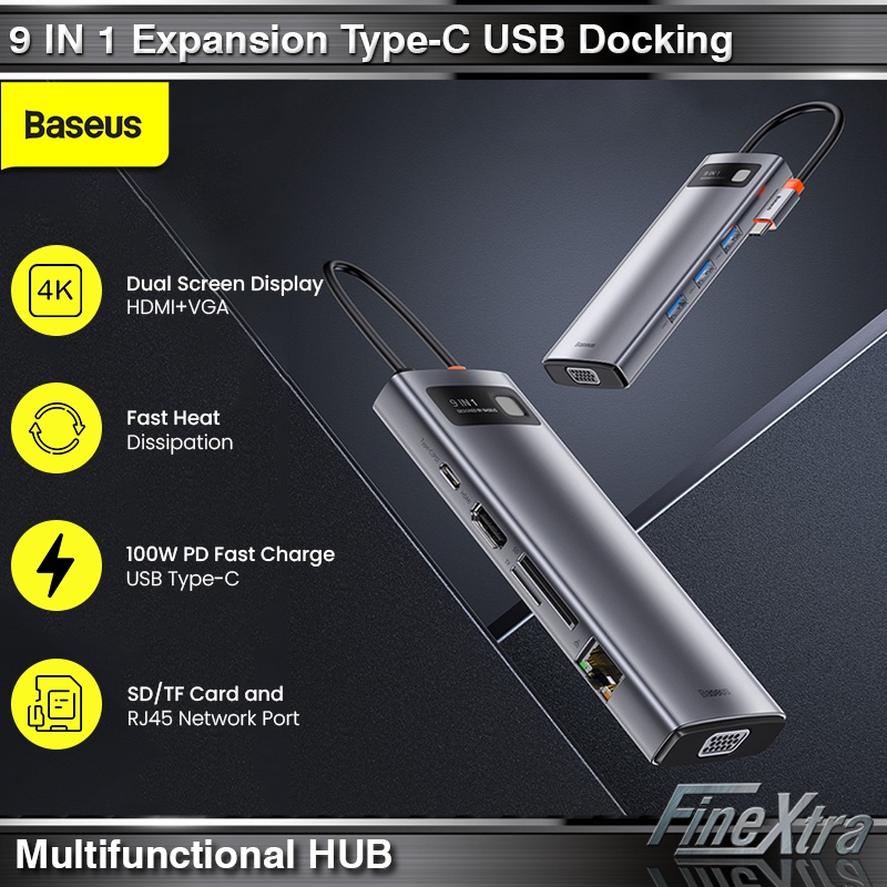 Jual BASEUS 9 in 1 Multifunctional HUB Docking Station USB Type-C ...