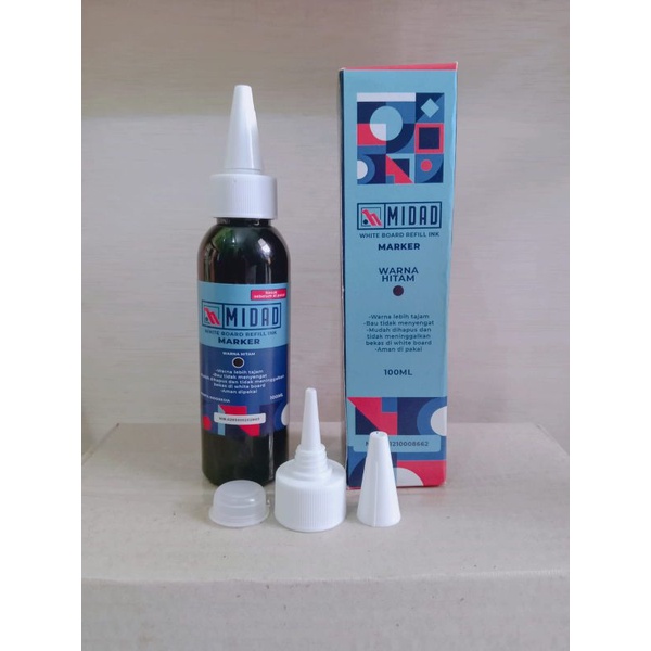Jual tinta isi ulang spidol white board MIDAD 100ml refill ink white ...