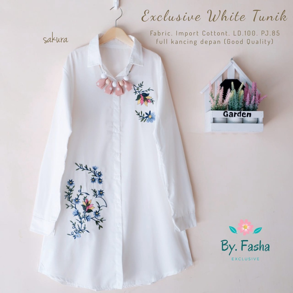 Jual EXCLUSIVE WHITE TUNIK PREMIUM ORIGINAL BY FASHA TUNIC PUTIH MIX ...